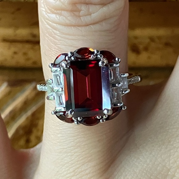 Jewelry | Red Labradorite Vermelho Red Garnet Sterling Silver Ring Size ...